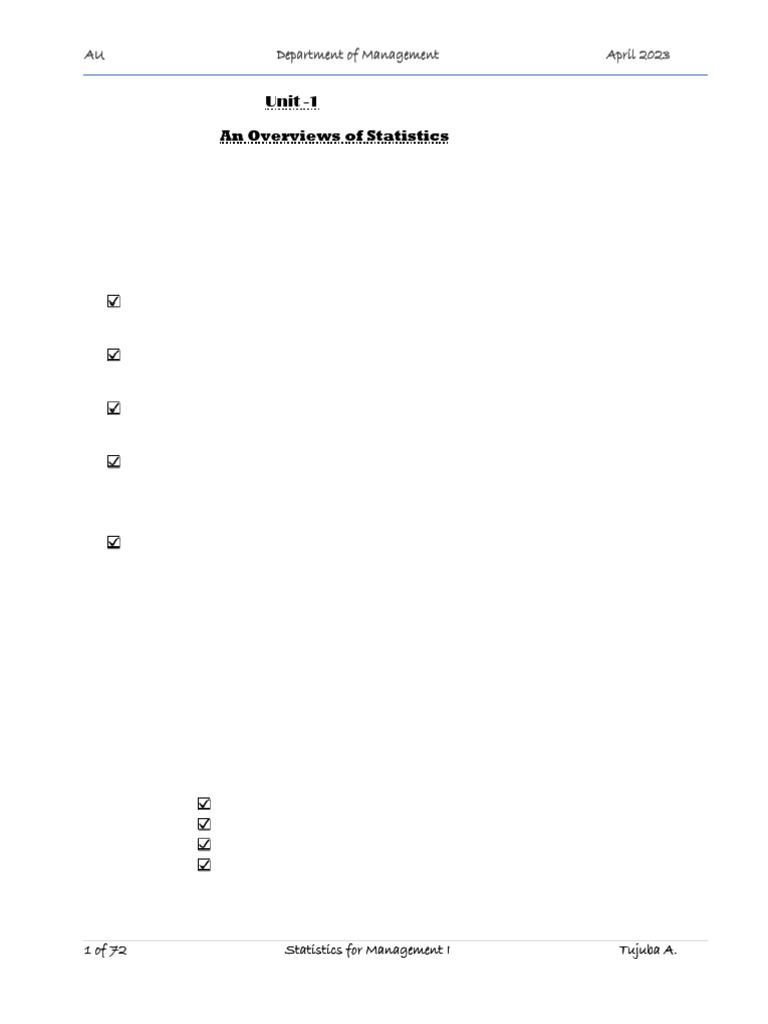 Overview of Statistics for Management | PDF | Cost Of Living | Statistics