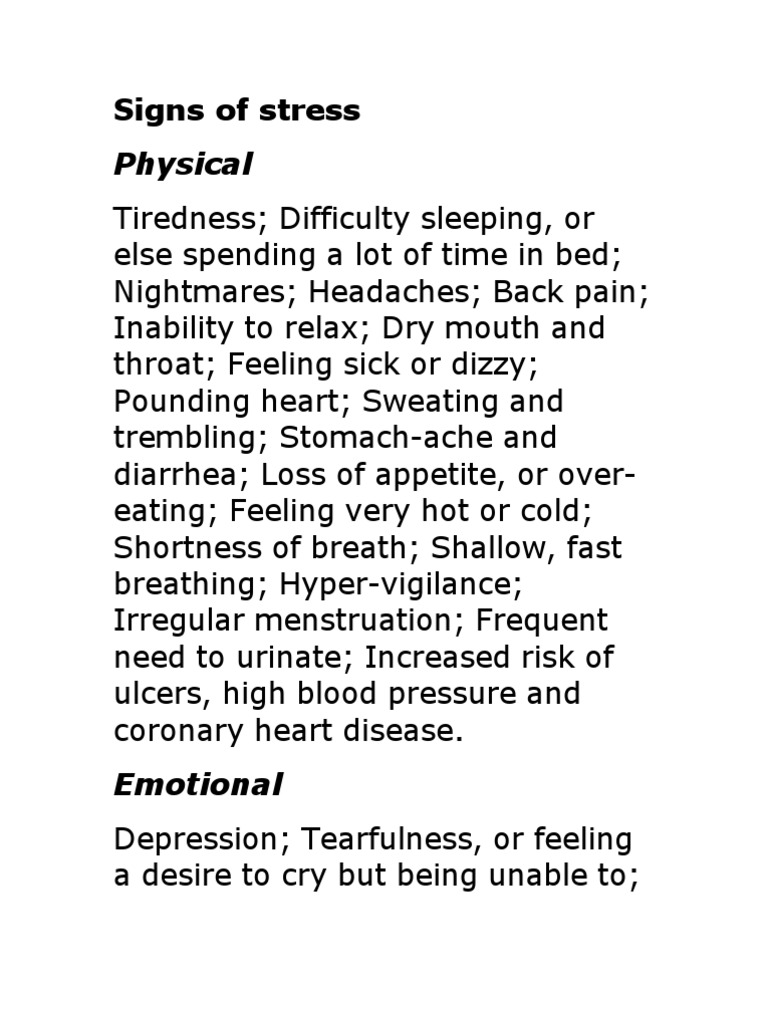 Signs of Stress | PDF | Feeling | Anxiety