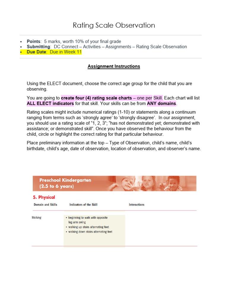 Rating Scale Observation Assignment Guide | PDF | Behavioural Sciences