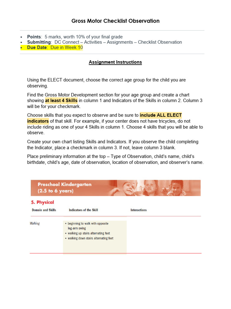 3 - Checklist Assignment Instructions | PDF