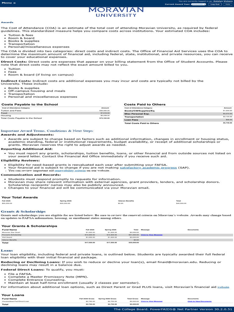 Moravian University Financial Aid Overview | PDF | Student Financial ...