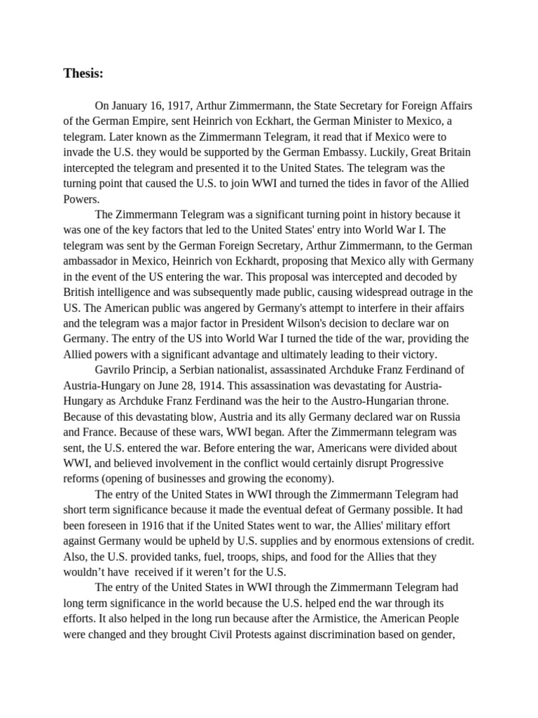 History Day Paragraphs | PDF | World War I | German Empire