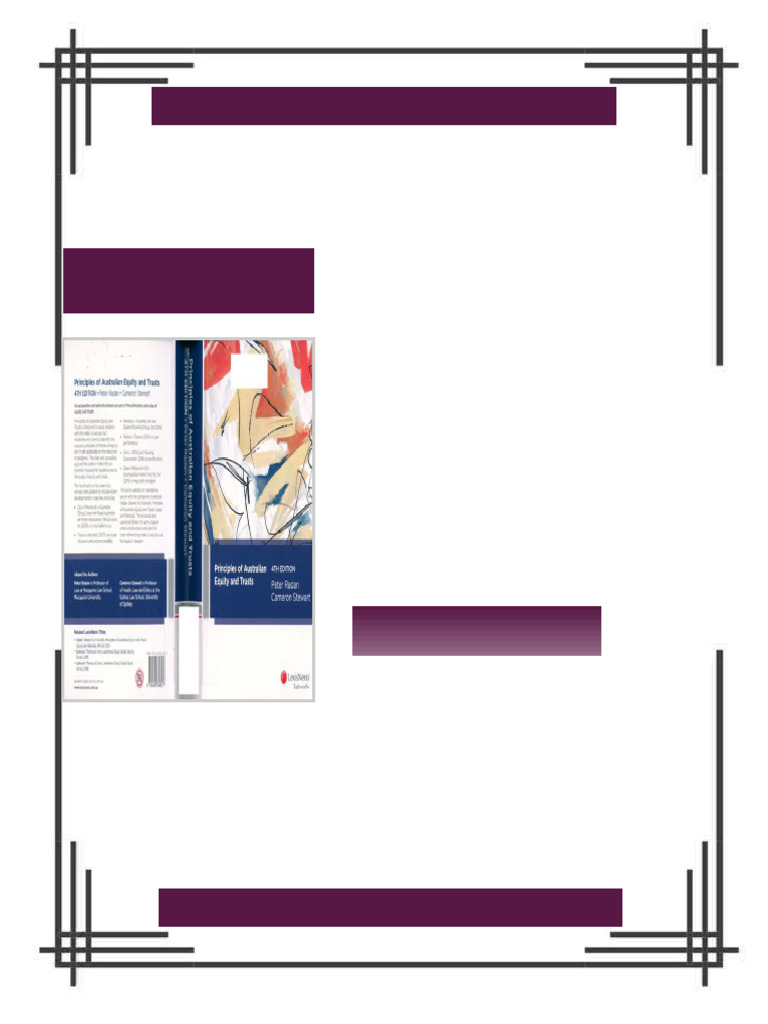 Principles of Australian equity and trusts Fourth Edition. Edition ...