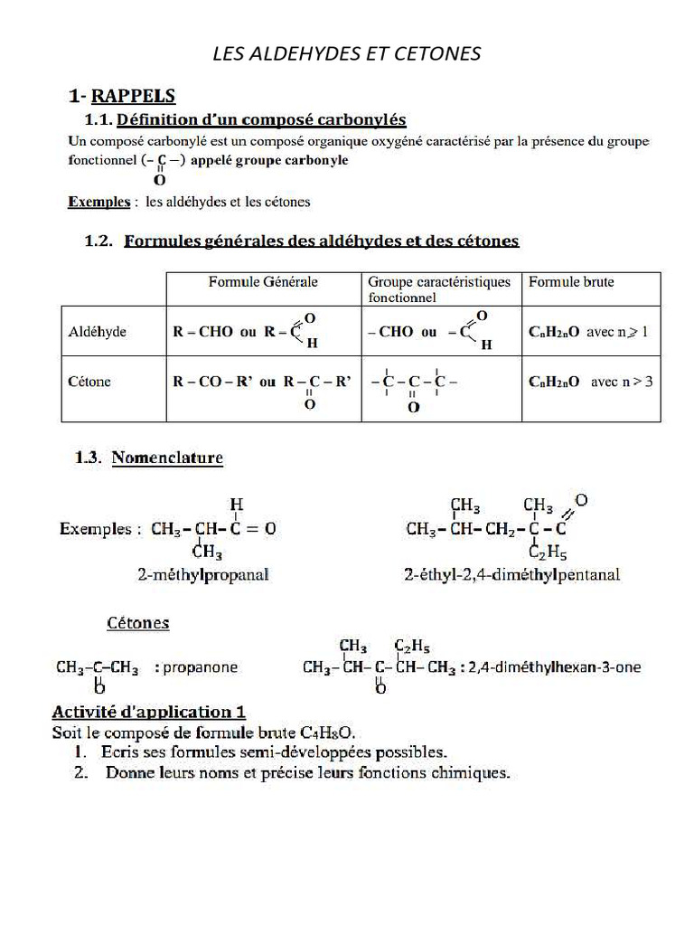 Les Aldehydes Et Cetones | PDF