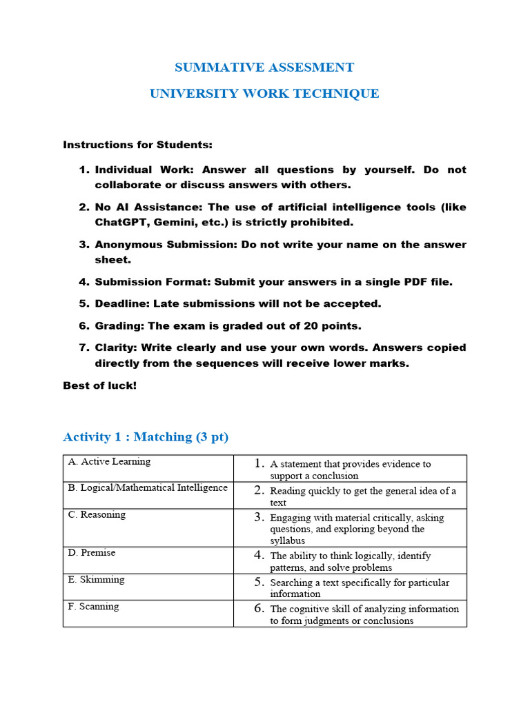 Summative University Work Technique Update | PDF | Intelligence ...