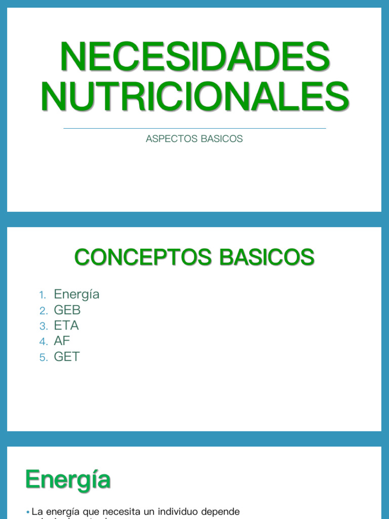 Cálculo de GEB y GET en Nutrición | PDF