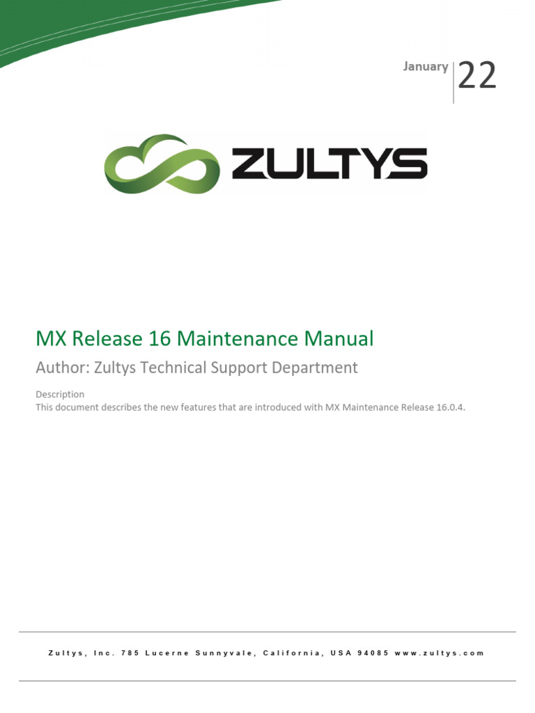 Zultys MX Release 16.0.4 Features Overview | PDF | Computing | Software