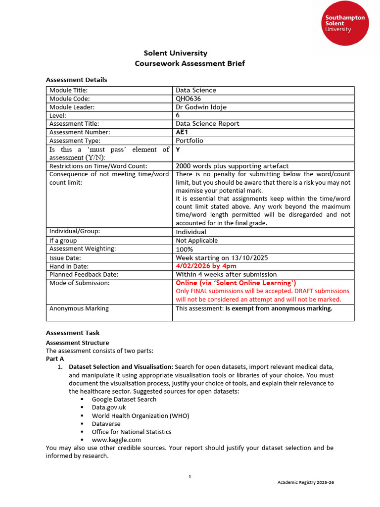 Ae1 Assessment Brief_2025!26!9 (1) | PDF | Methodology | Data