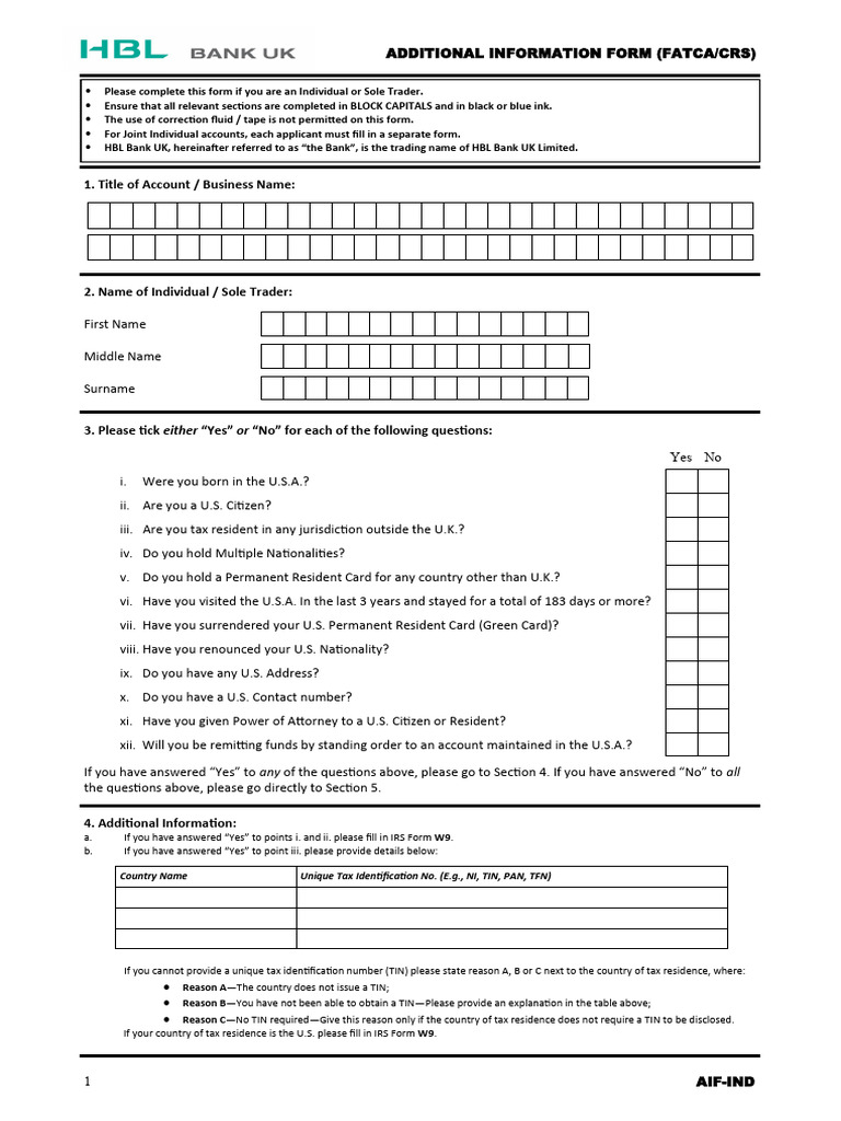 Additional Information Form Individual 1-1 | PDF | Internal Revenue ...