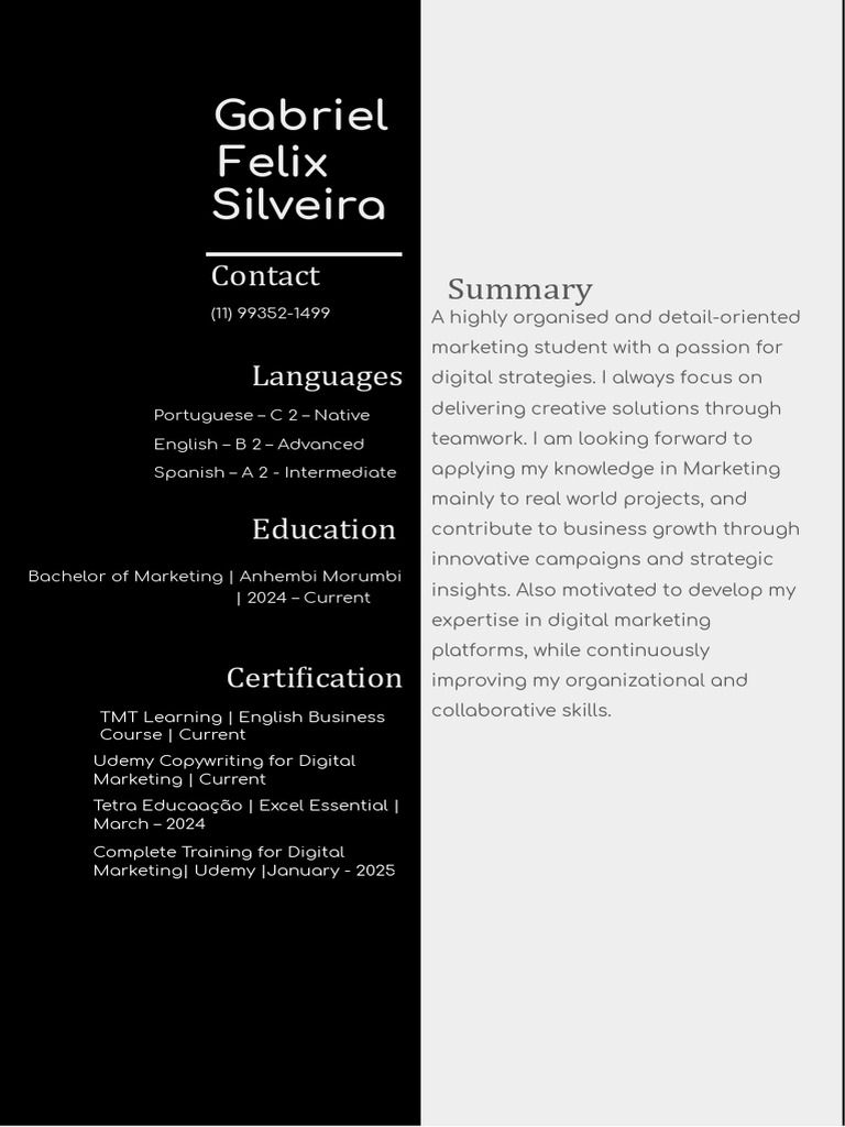 Gabriel Felix CV - Inglês | PDF