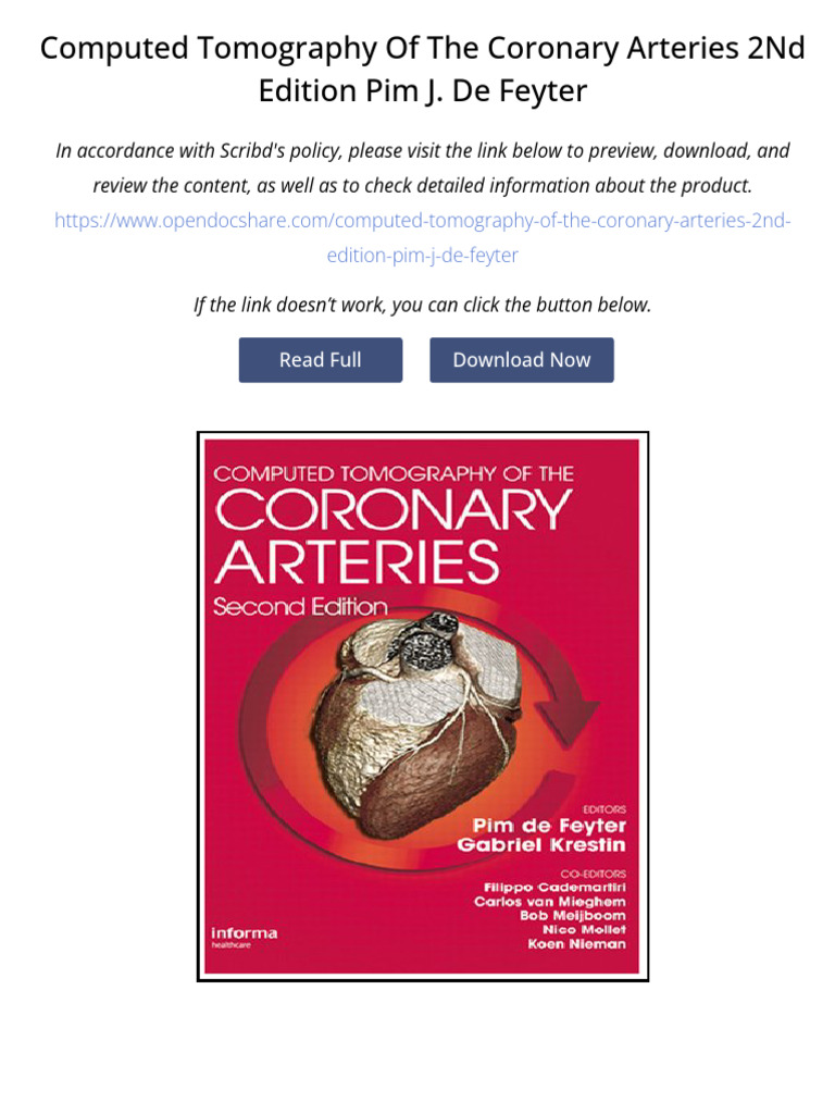 Computed Tomography of the Coronary Arteries 2nd Edition Pim J. De ...