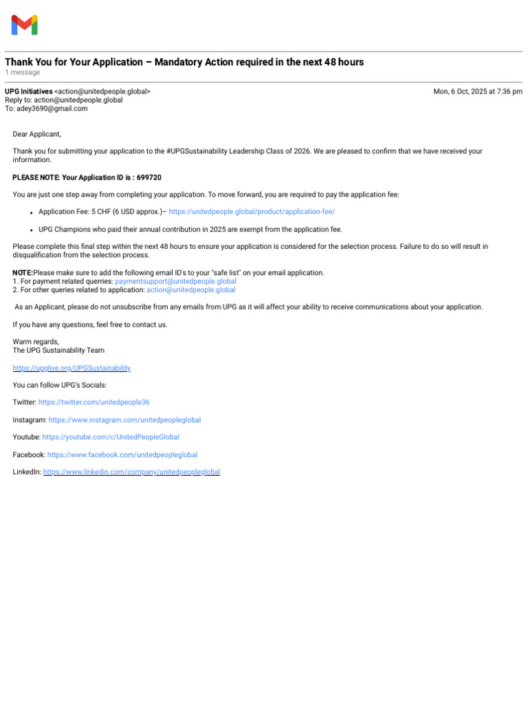 Gmail - Thank You for Your Application – Mandatory Action Required in ...