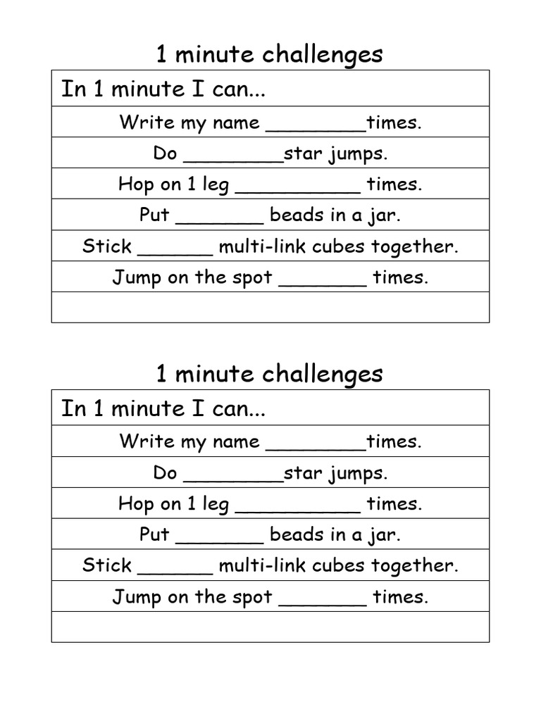 1 Minute Challenge | PDF