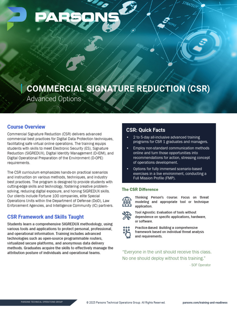 Commercial Signature Reduction (CSR) Advanced Options (2025) | PDF ...