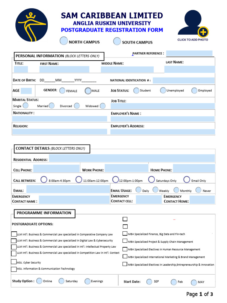 Postgraduate Registration Form Template | PDF | Tax Refund