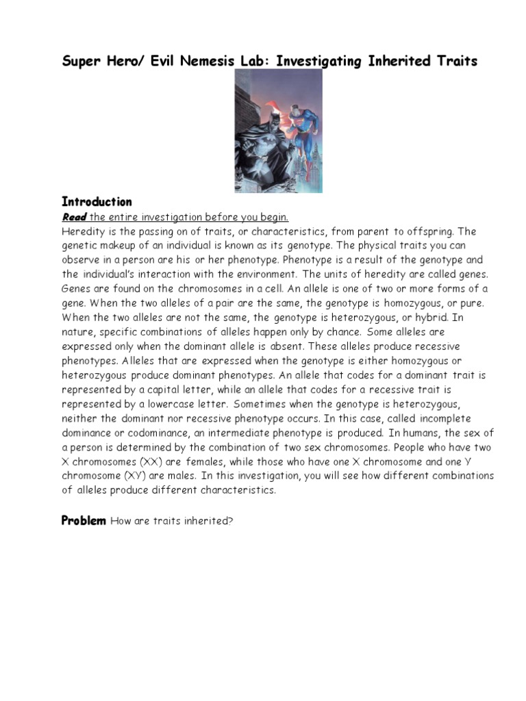 Super Hero Genetics | PDF | Dominance (Genetics) | Zygosity
