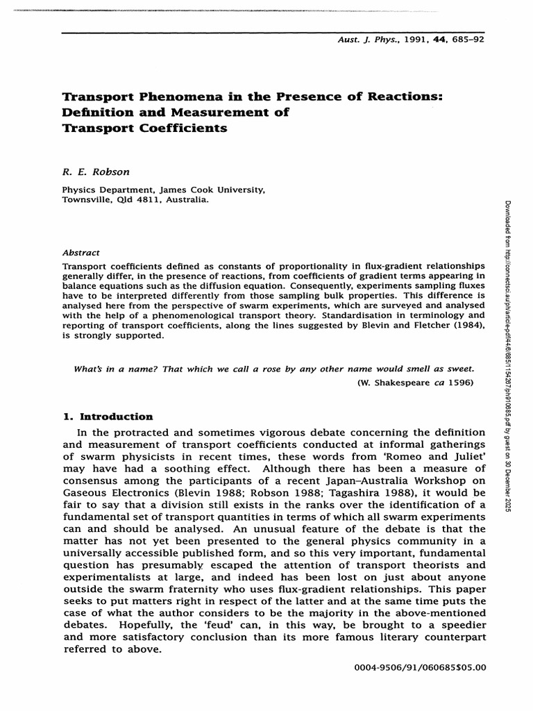 Transport Phenomena in the Presence of Reactions | PDF | Flux | Diffusion