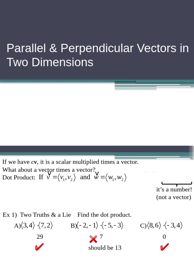 Understanding Parallel & Perpendicular Vectors | PDF | Euclidean Vector ...