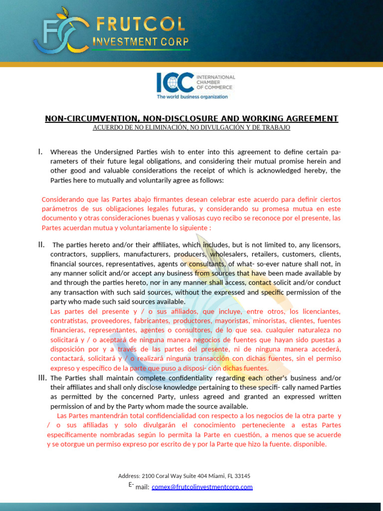 Acuerdo de No Divulgación y No Elusión | PDF | Arbitraje | Negocios ...