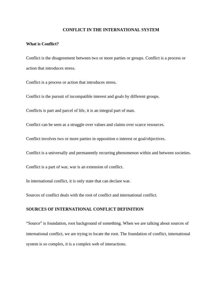 Sources and Dynamics of International Conflict | PDF | International ...