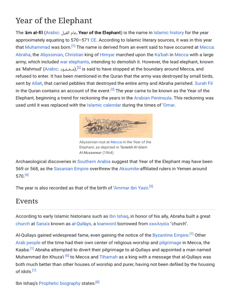 Year of the Elephant - Wikipedia | PDF | Muhammad | Life Of Muhammad