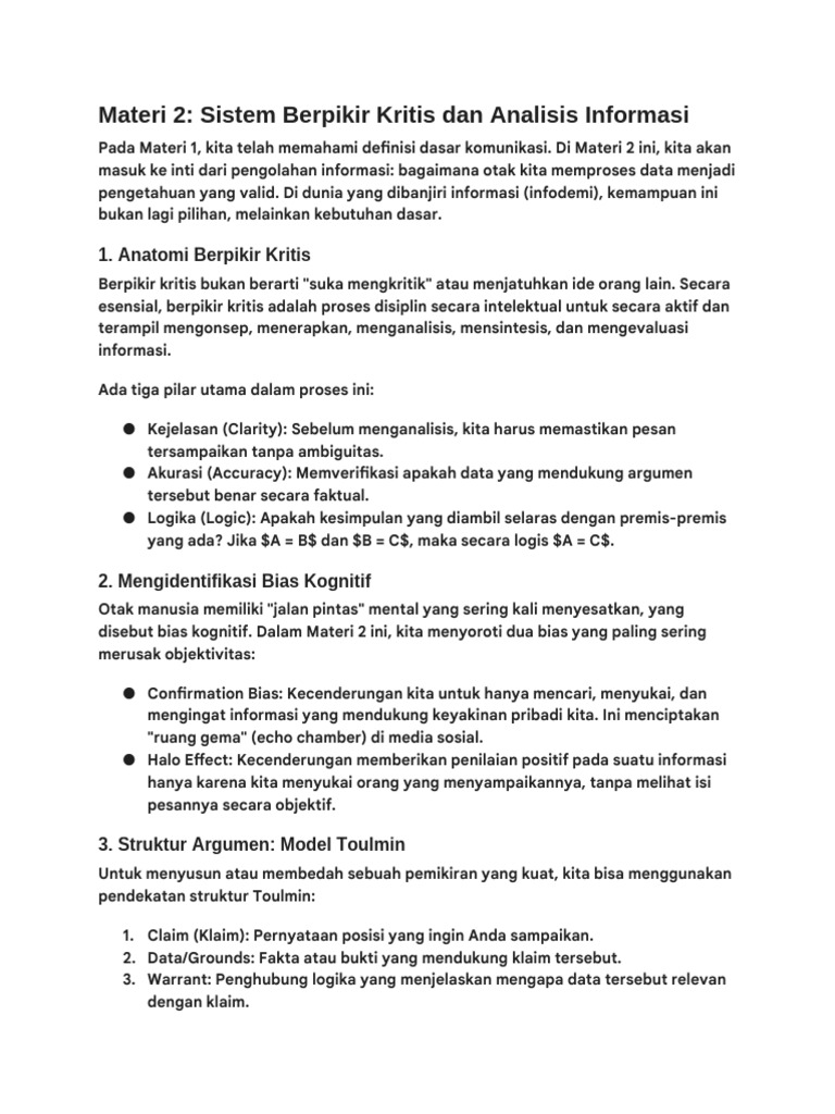 Berpikir Kritis dan Analisis Informasi | PDF