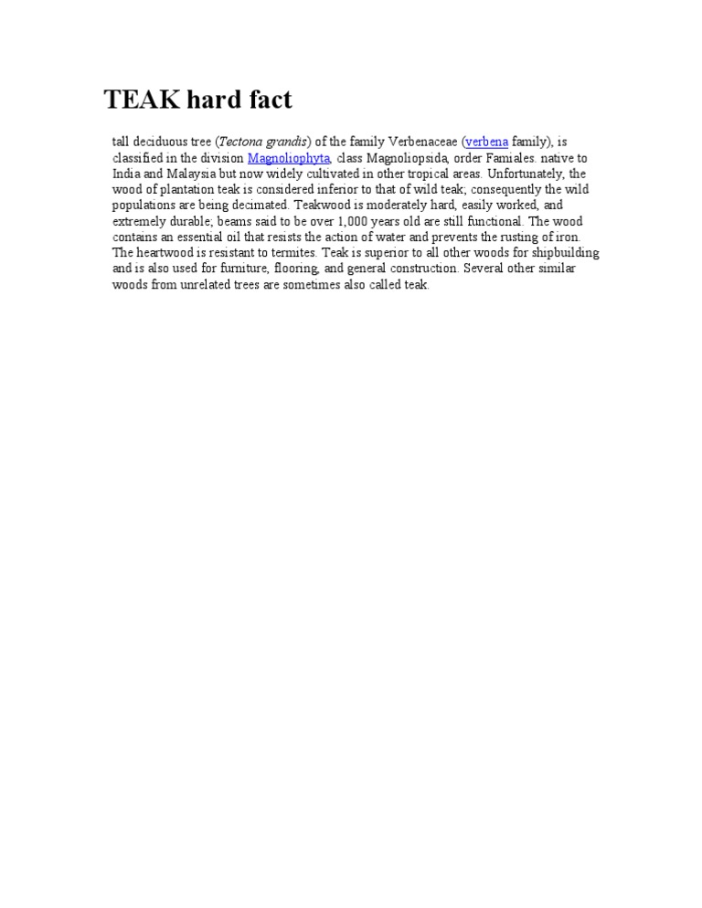 Teak Wood: Uses, Benefits, and Challenges | PDF | Home & Garden