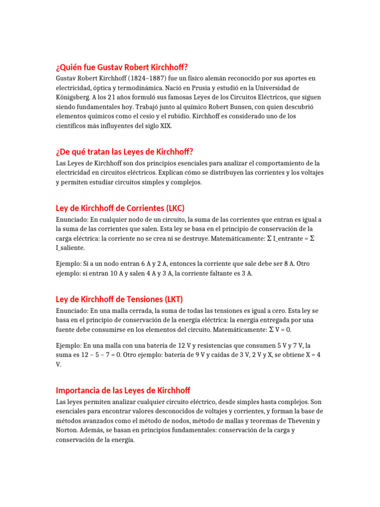 Leyes de Kirchhoff Completo | PDF | Red eléctrica | voltaje