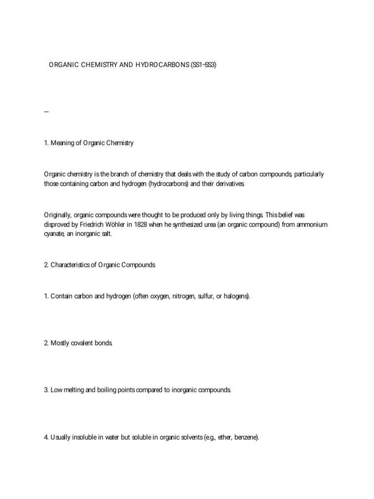 Organic Chemistry: Hydrocarbons Overview | PDF