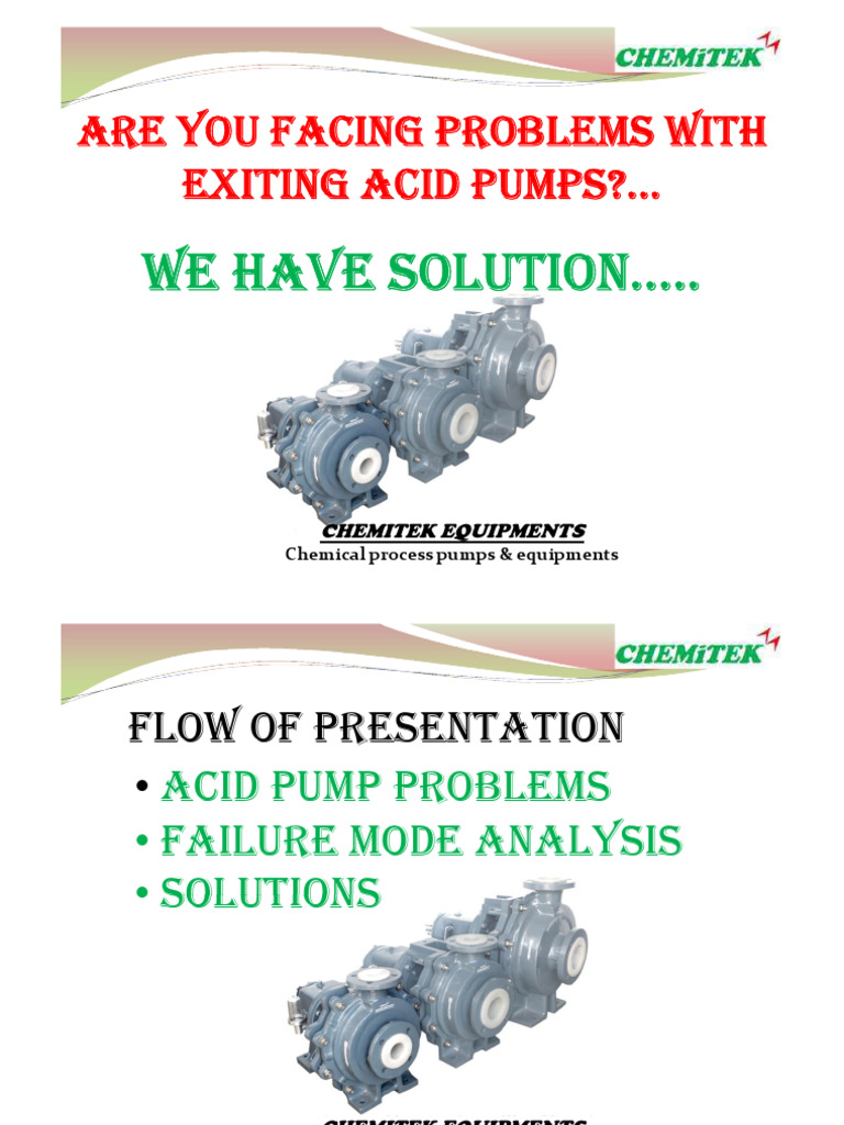 Acid Pump Problem and Solution | PDF | Pump | Corrosion