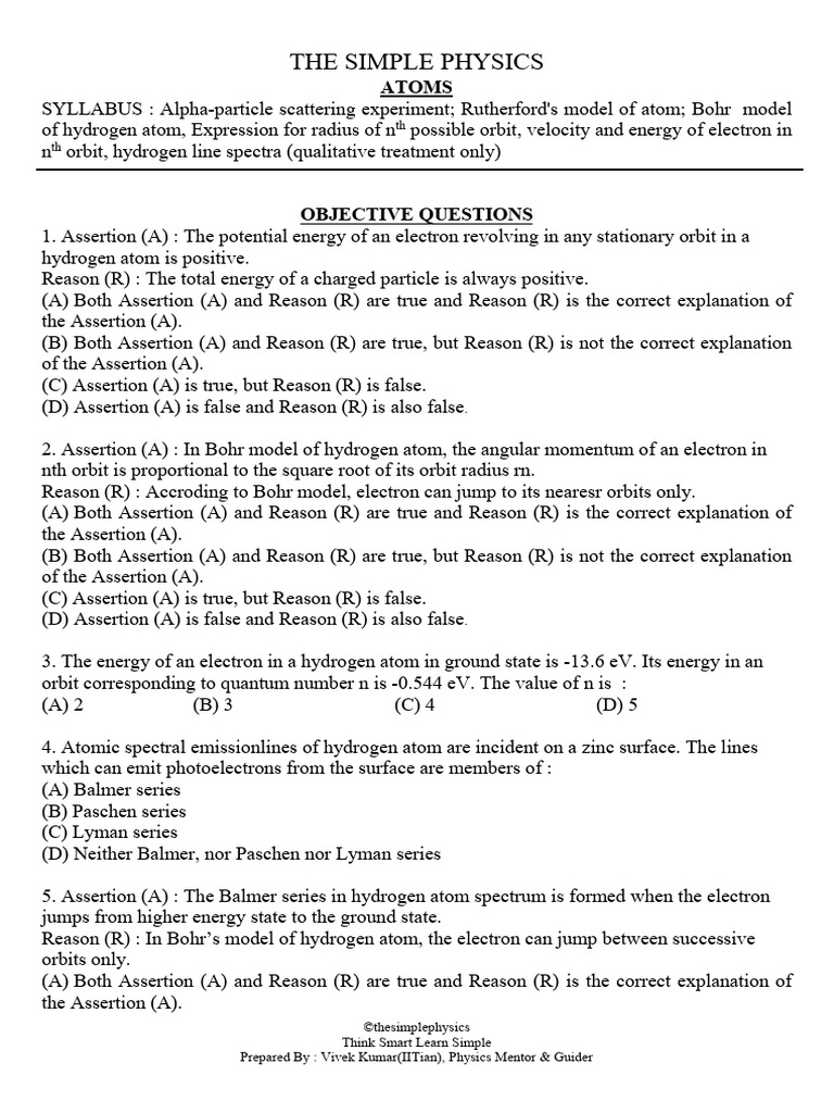 Final Cbse Tsp Atoms | PDF | Atoms | Electron