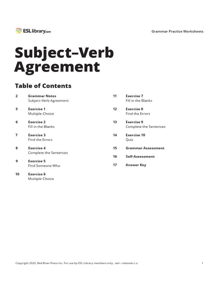 Subject Verb Agreement | PDF | Subject (Grammar) | Grammatical Number