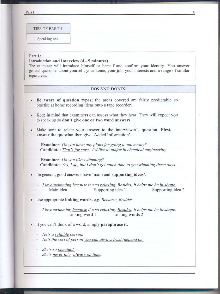 Speaking Test Part 1 Tips and Strategies | PDF | Behavioural Sciences ...