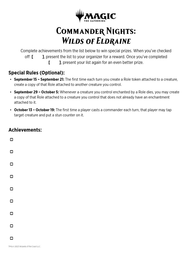 Woe Dma Commander Achievements Form 8-5x11 En | PDF