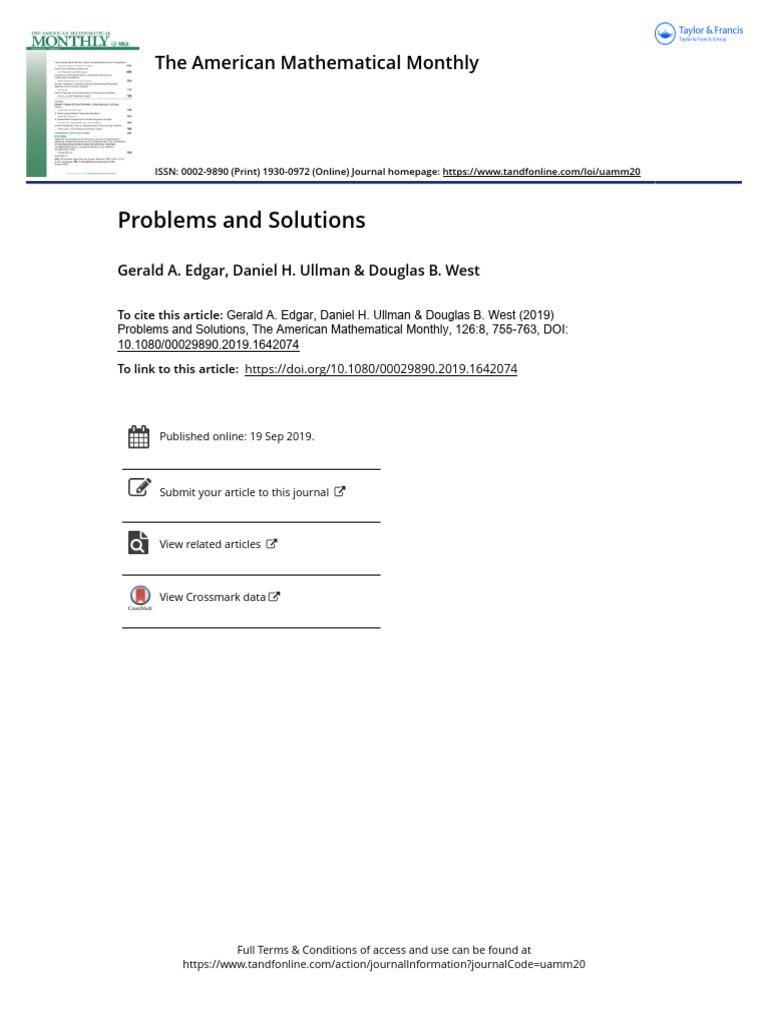 [American Mathematical Monthly 2019-Sep 14 Vol. 126 Iss. 8] Edgar ...