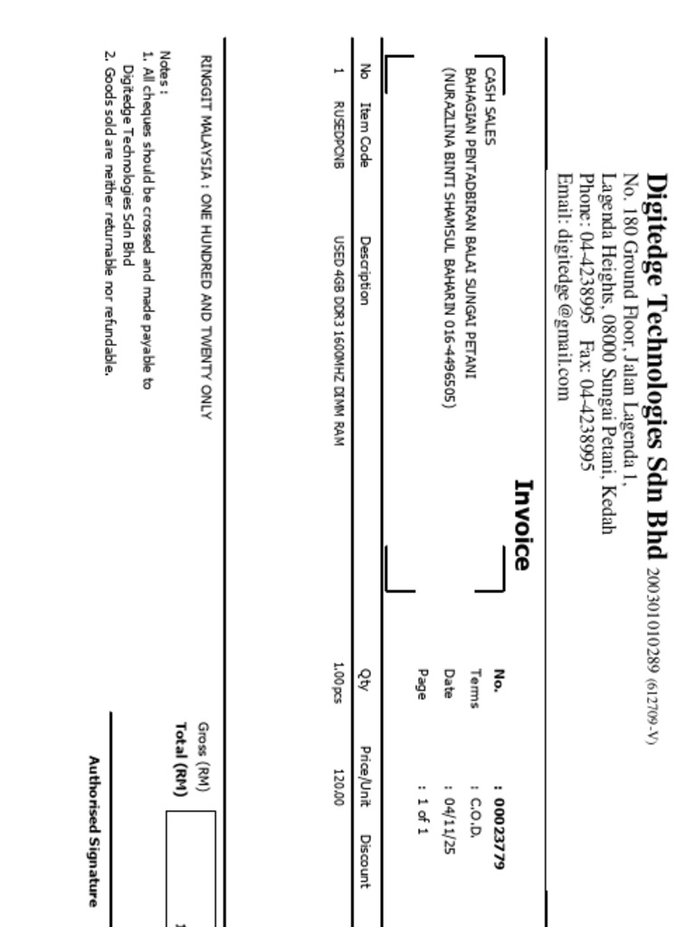 Ipd - Cash Sales No.23779 | PDF