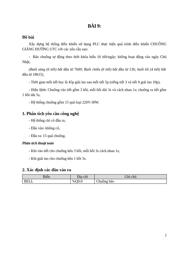 Báo cáo bài 9 | PDF