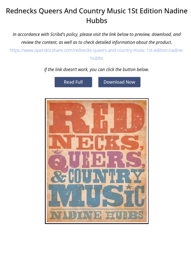 Rednecks Queers and Country Music 1st Edition Nadine Hubbs available ...