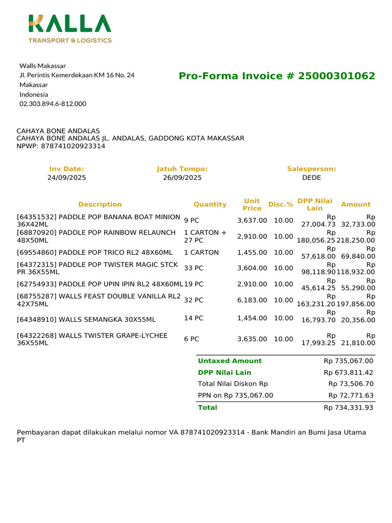 PRO-FORMA - 25000301062 | PDF