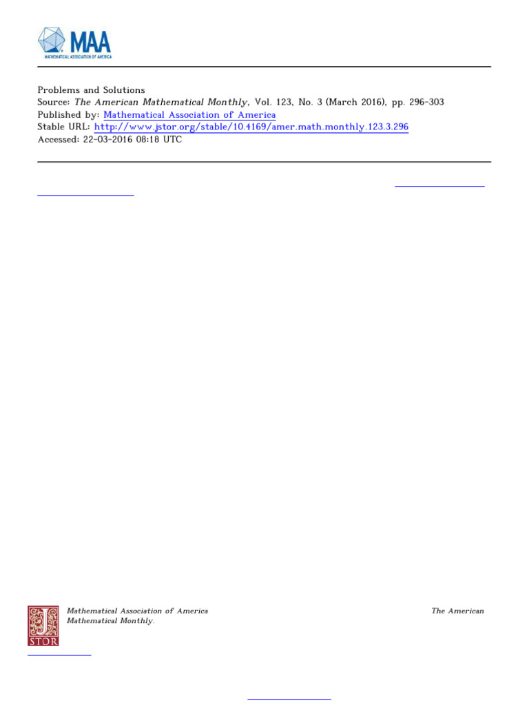 [American Mathematical Monthly Vol. 123 Iss. 3] - Problems and ...
