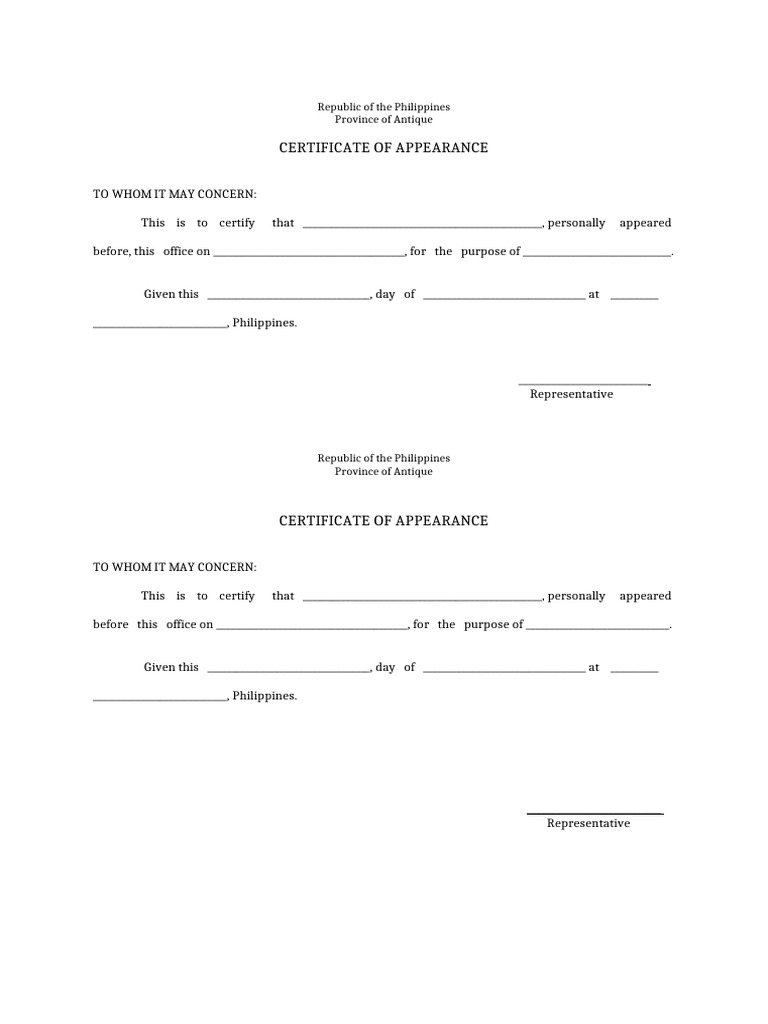 Certificate of Appearance | PDF