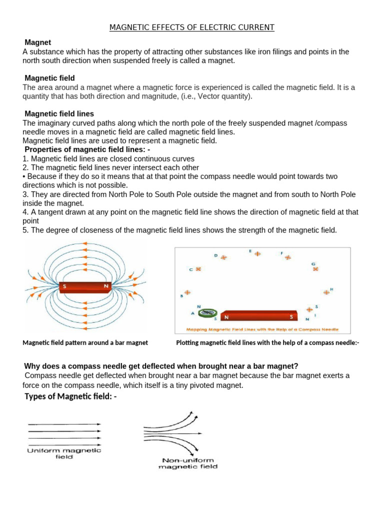 Magnetic Effects of Electric Current | PDF | Magnetic Field | Direct ...