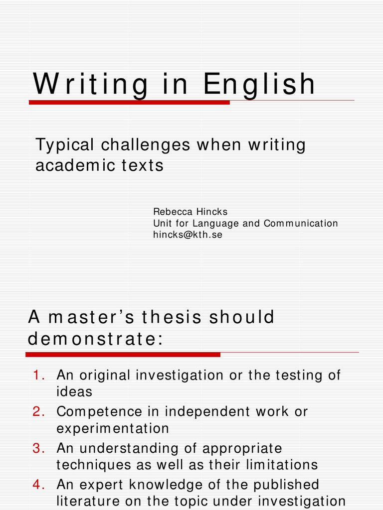 Writing in English: Typical Challenges When Writing Academic Texts ...