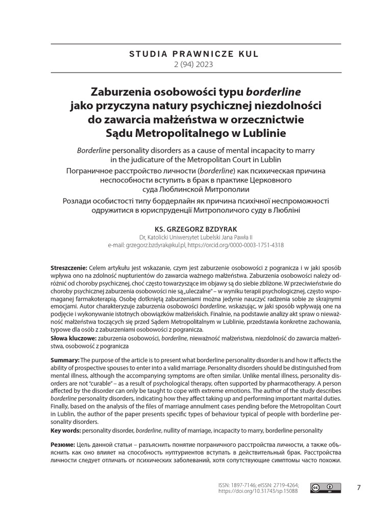 Zaburzenia Osobowosci Typu Borderline Jak Przyczyna Psychicznej ...