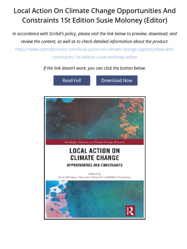 Local Action on Climate Change Opportunities and Constraints 1st ...