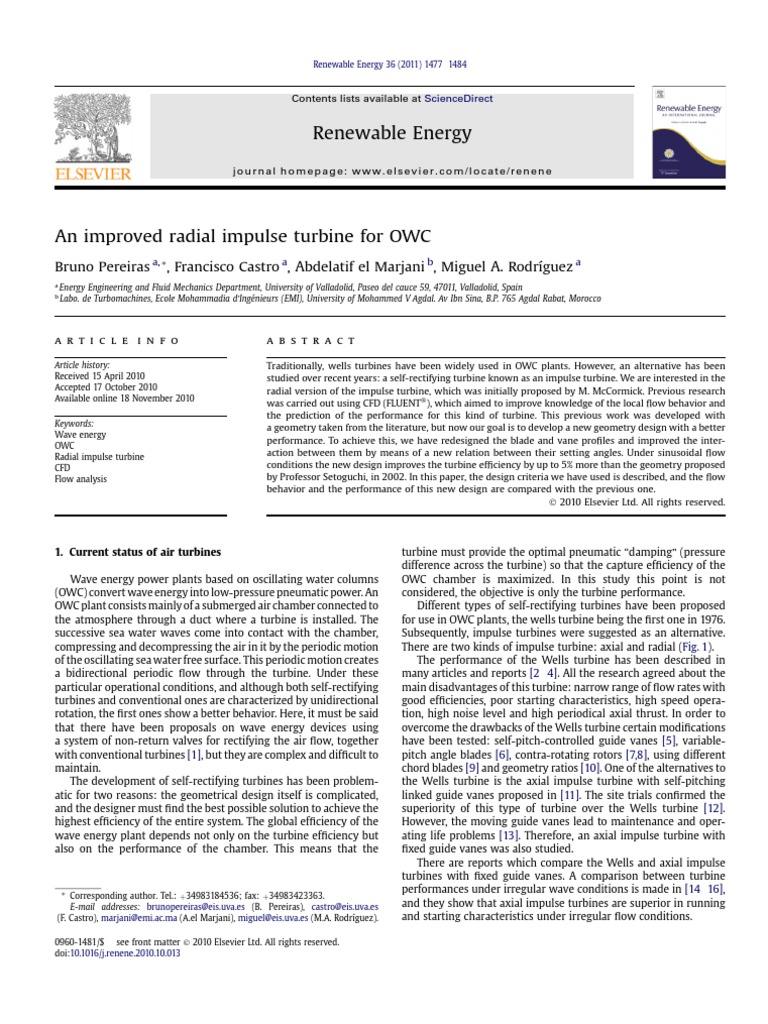 An Improved Radial Impulse Turbine For OWC | PDF