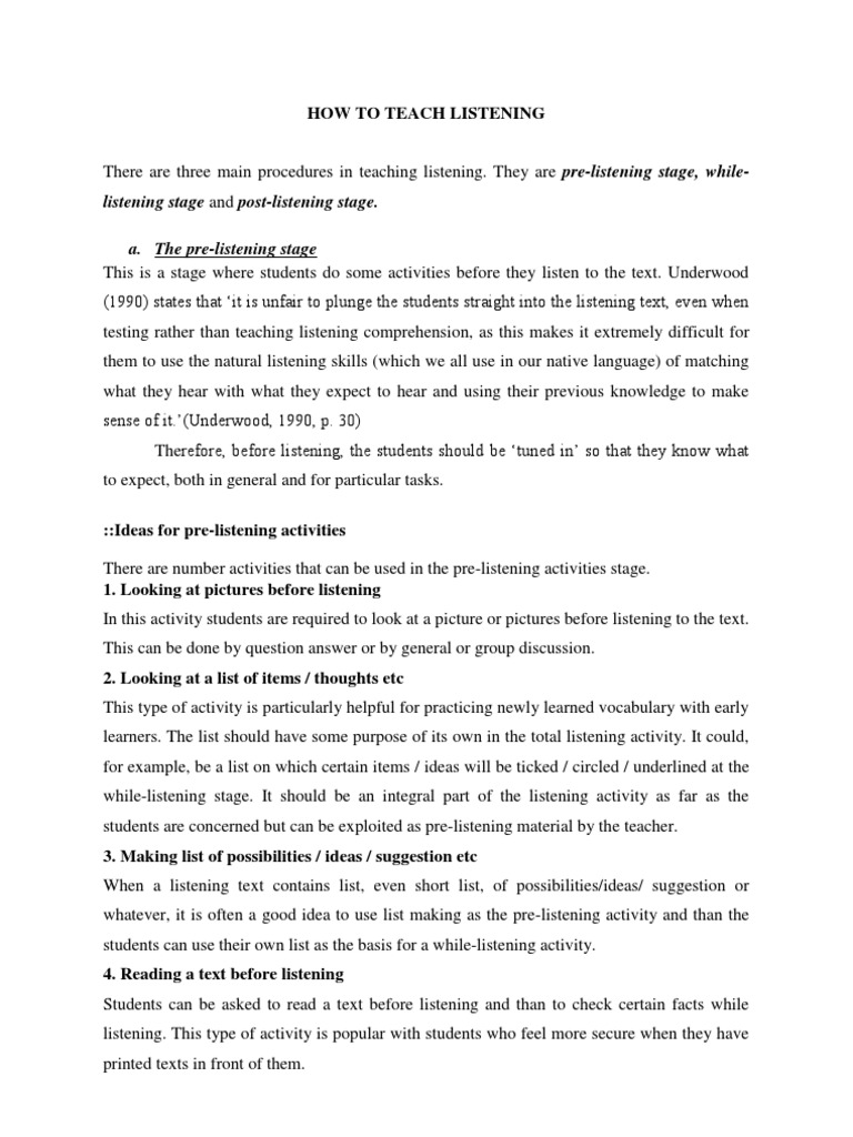 How To Teach Listening | PDF | Question | Multiple Choice