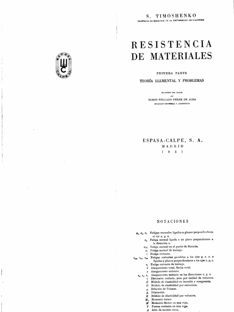 Timoshenko - Resistencia de Materiales Vol.1 | PDF