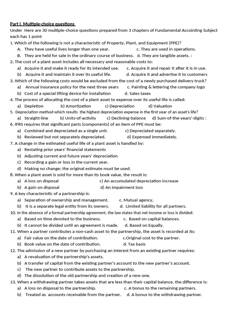 Financial accointing A II Final Exam last | PDF | Partnership | Book Value