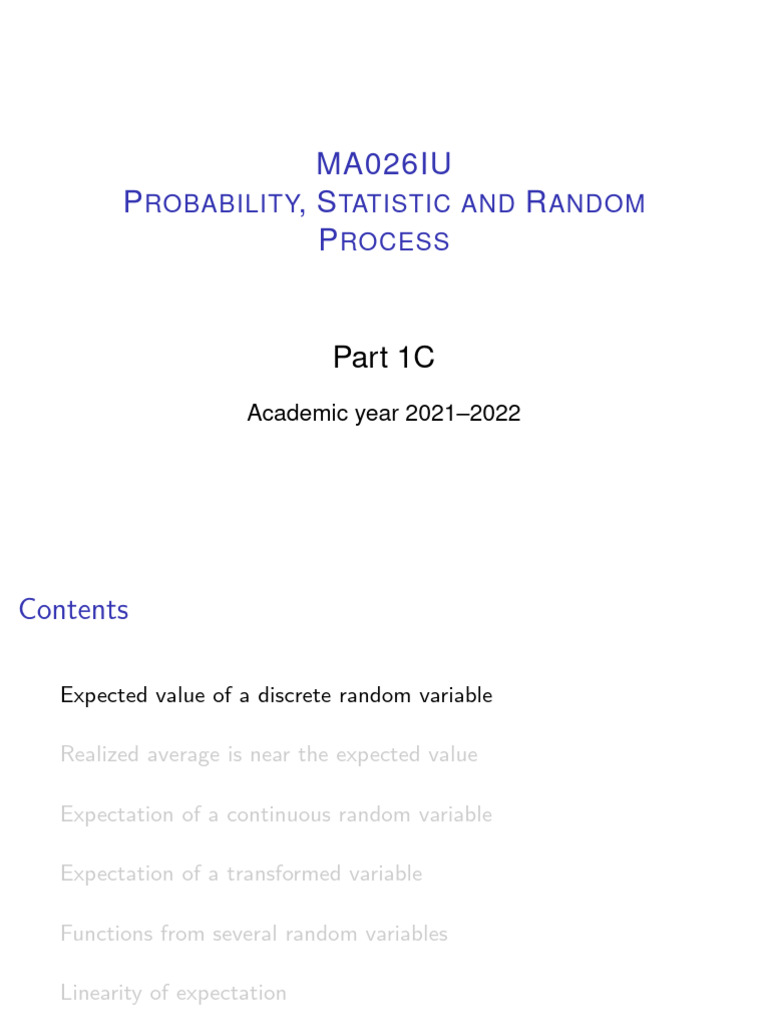Understanding Expected Value in Probability | PDF | Probability ...